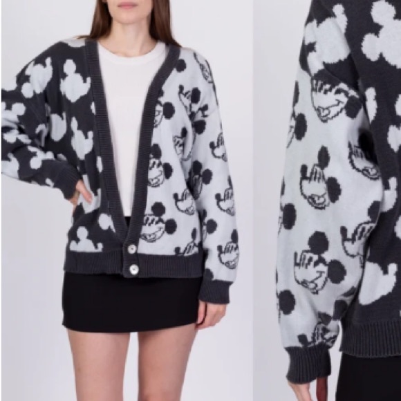 Disney | Sweaters | Vintage 98s Disney Black And White Cardigan With ...